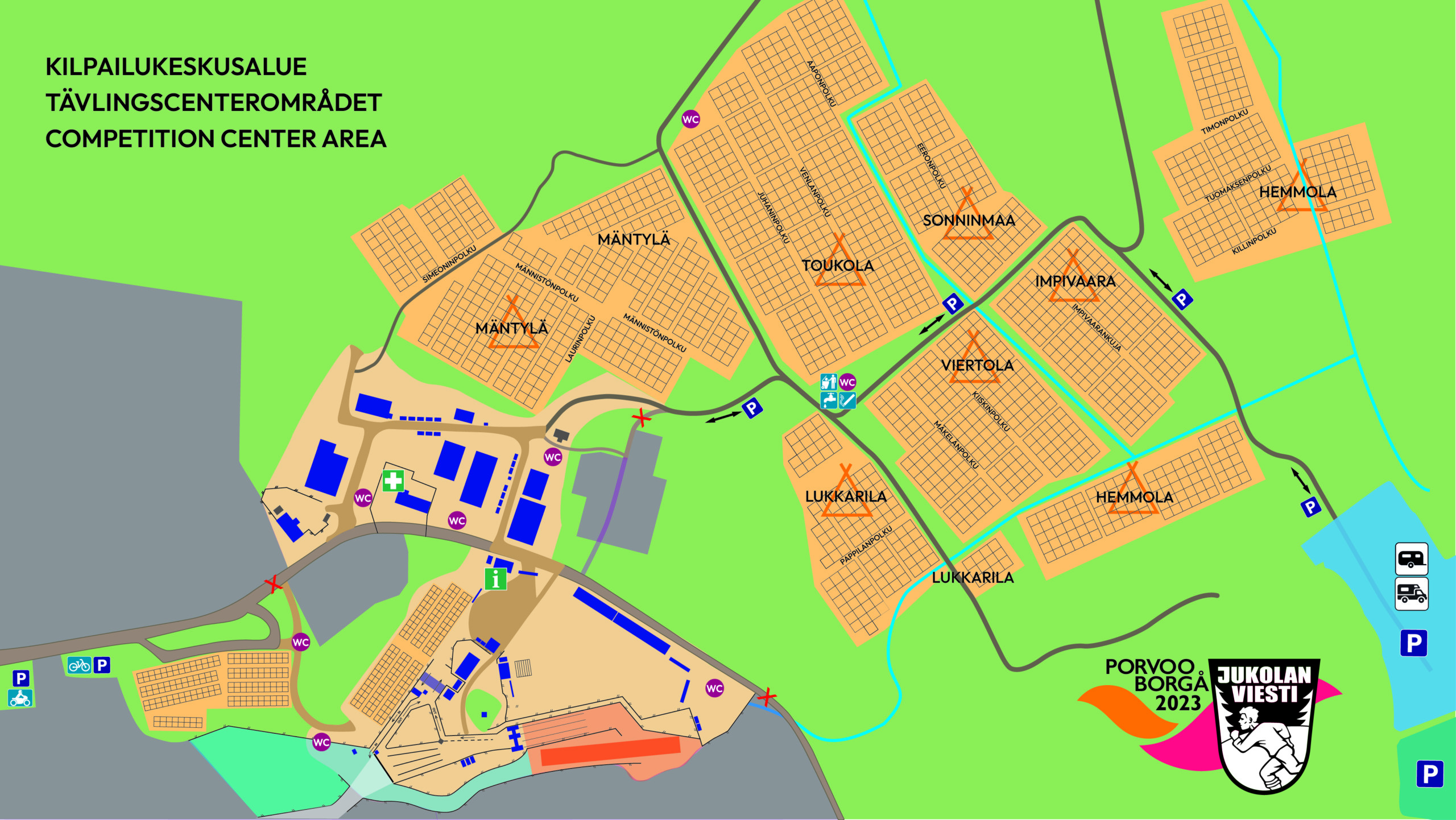 The map of the competition centre - Porvoo Borgå Jukola 2023